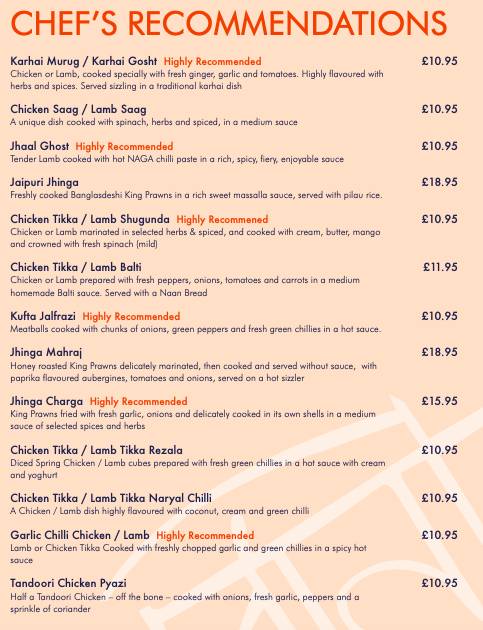 Menu at Purbani Botley restaurant, Southampton, 2A High St