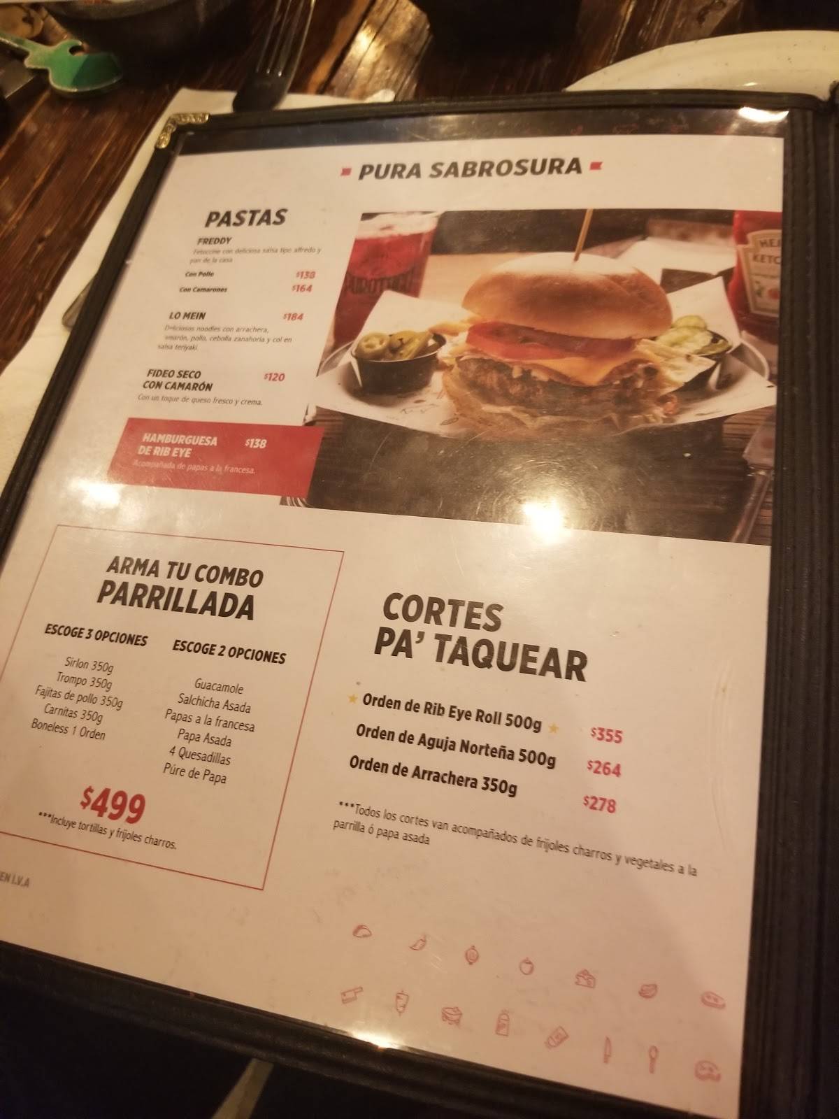 Menu at Puro Taco restaurant, Monclova