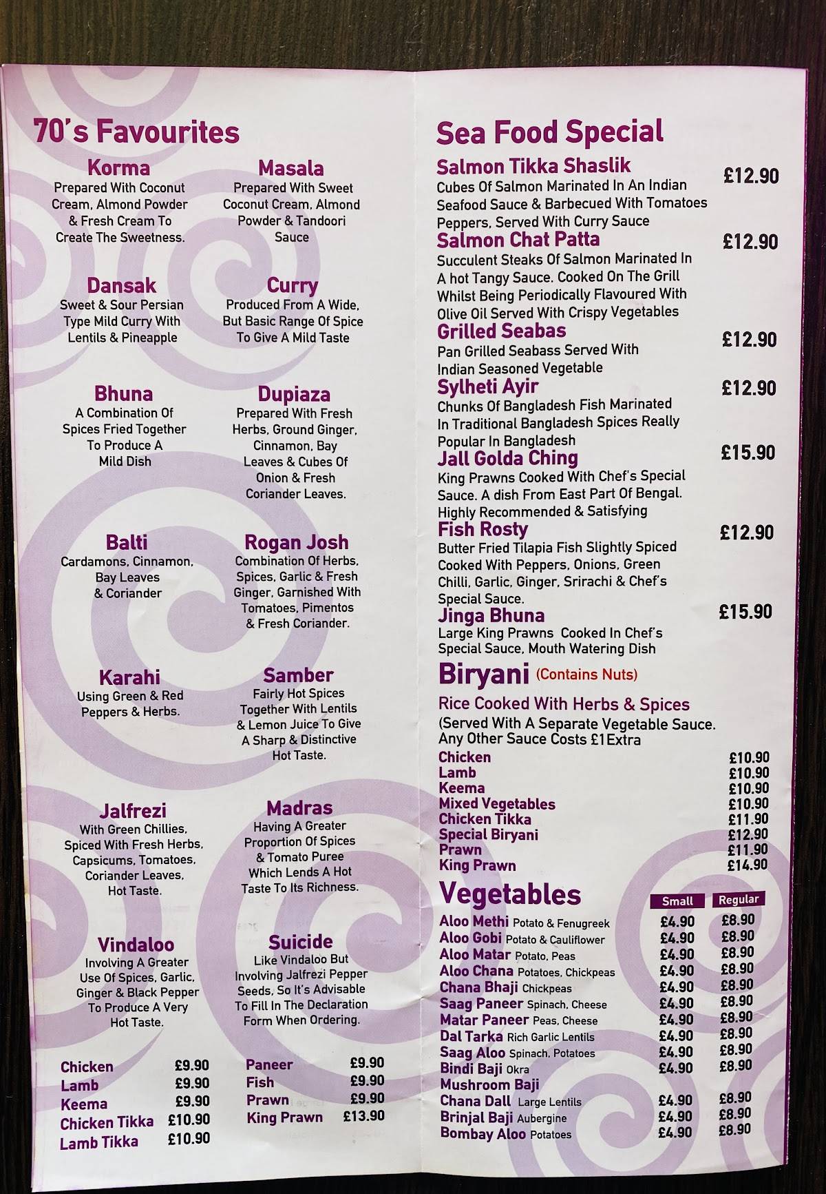 Menu at Purple Pakora Hazel Grove restaurant, Stockport