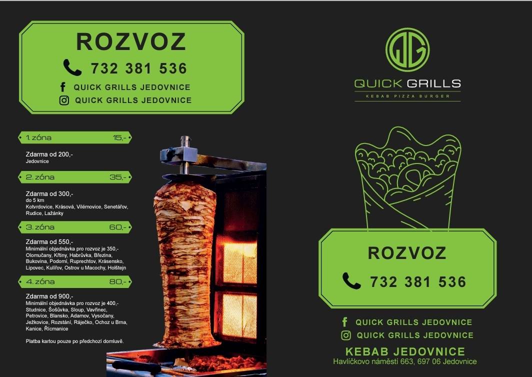 Menu at QUICK GRILLS JEDOVNICE restaurant, Jedovnice