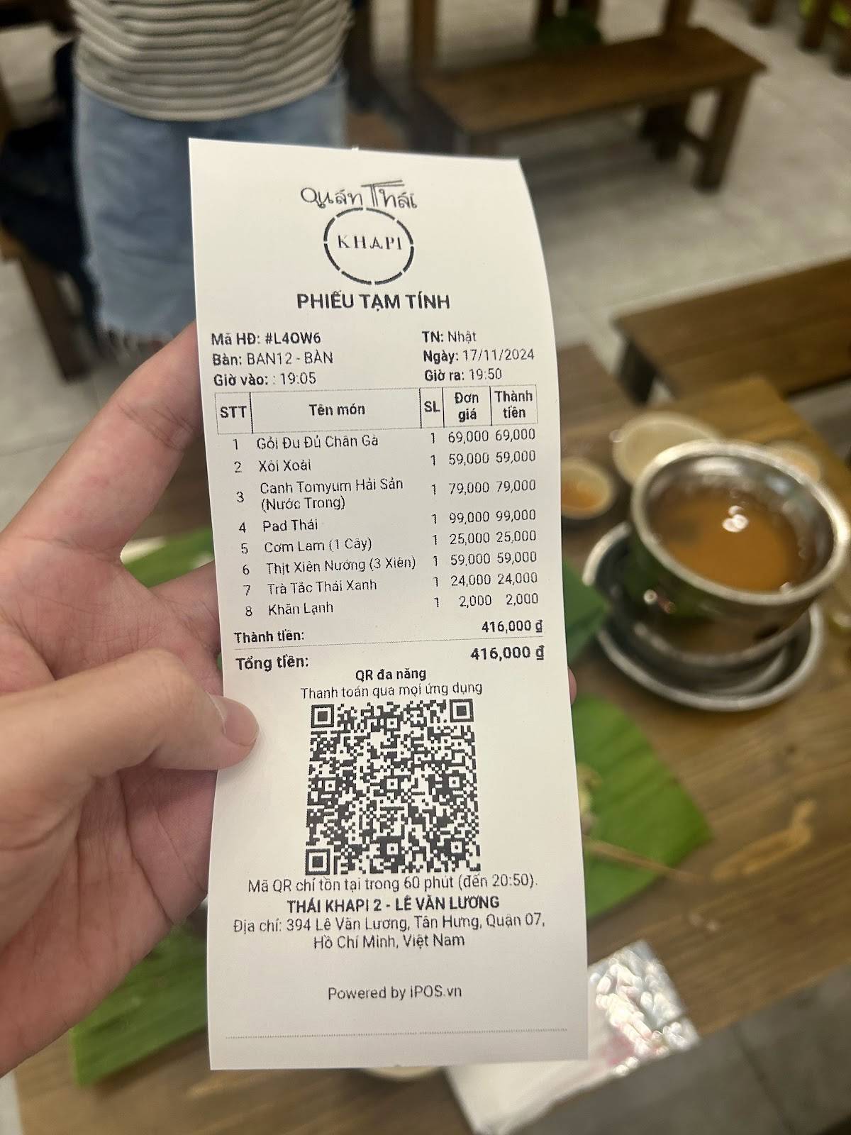 Menu at Quán Thái Khapi - 394 Lê Văn Lương restaurant, Ho Chi Minh City
