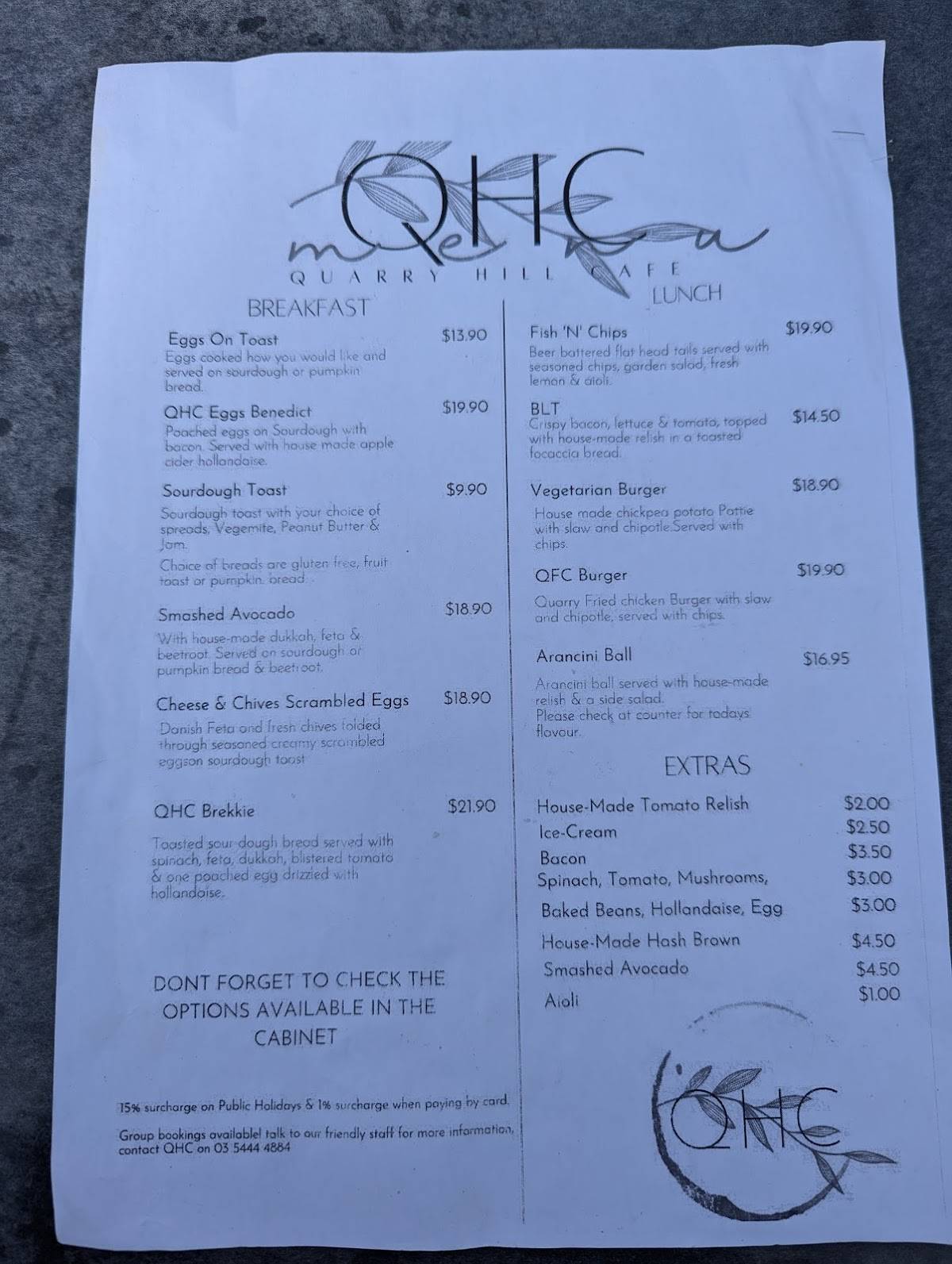 Menu at Quarry Hill Cafe & Larder, Quarry Hill
