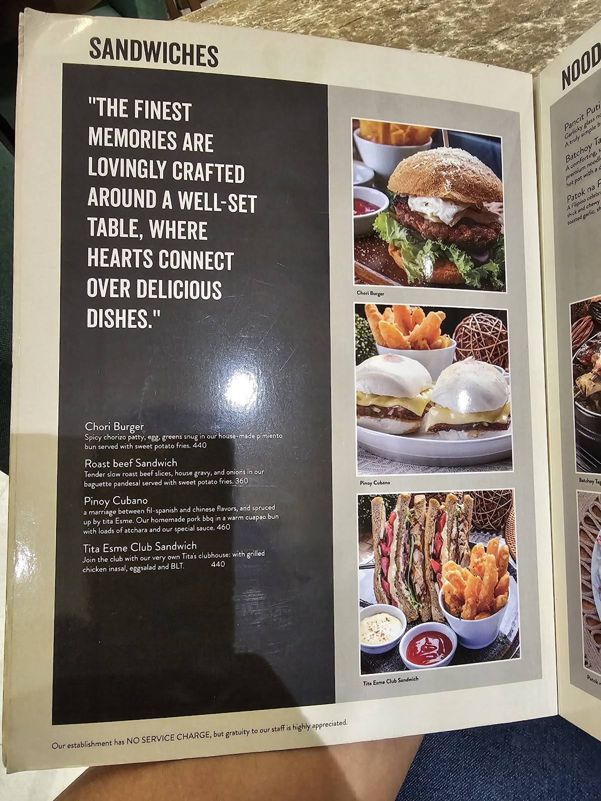 Menu at Esmeralda Kitchen restaurant, Quezon City