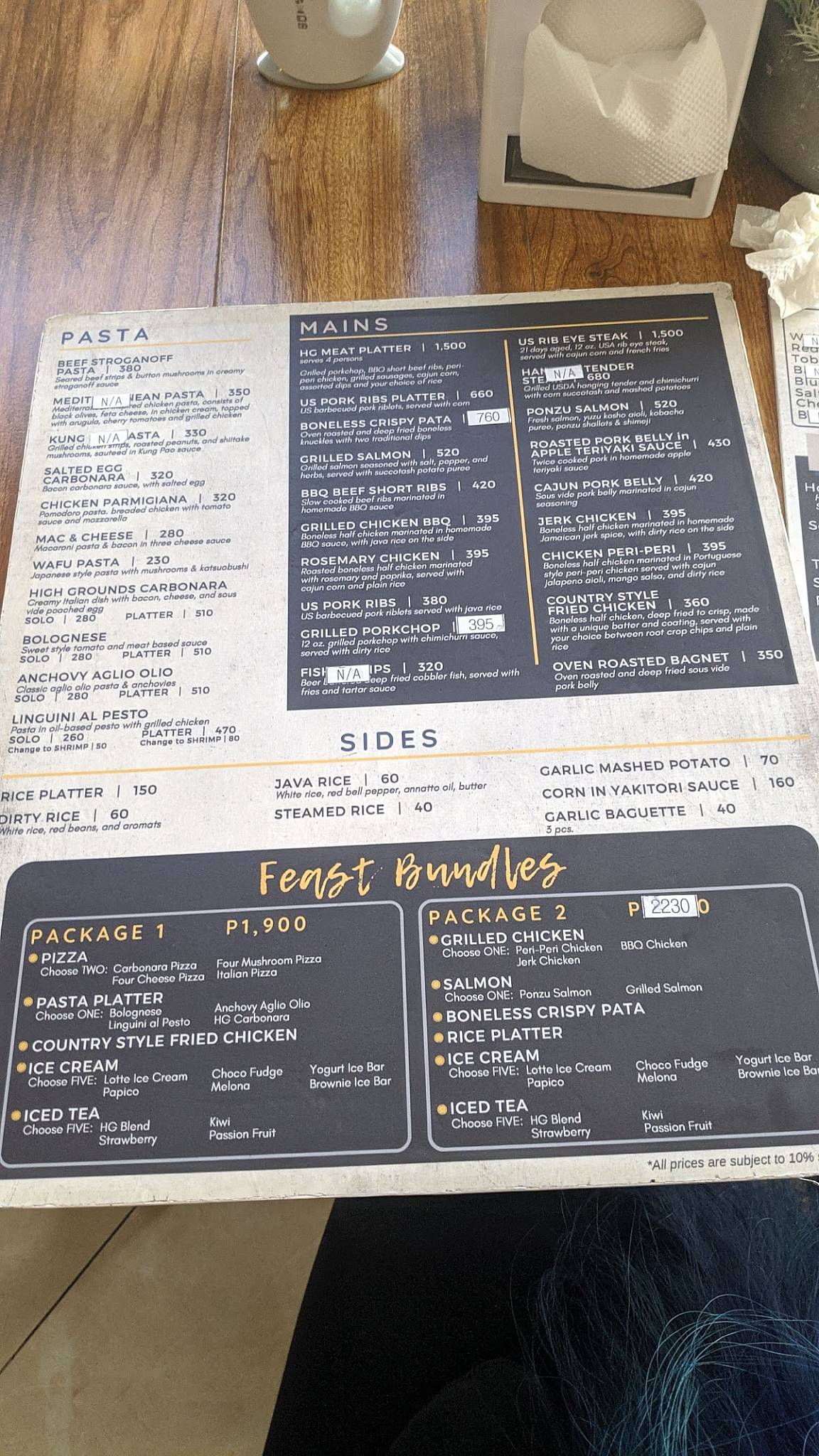 Menu at High Grounds Café cafe, Quezon City