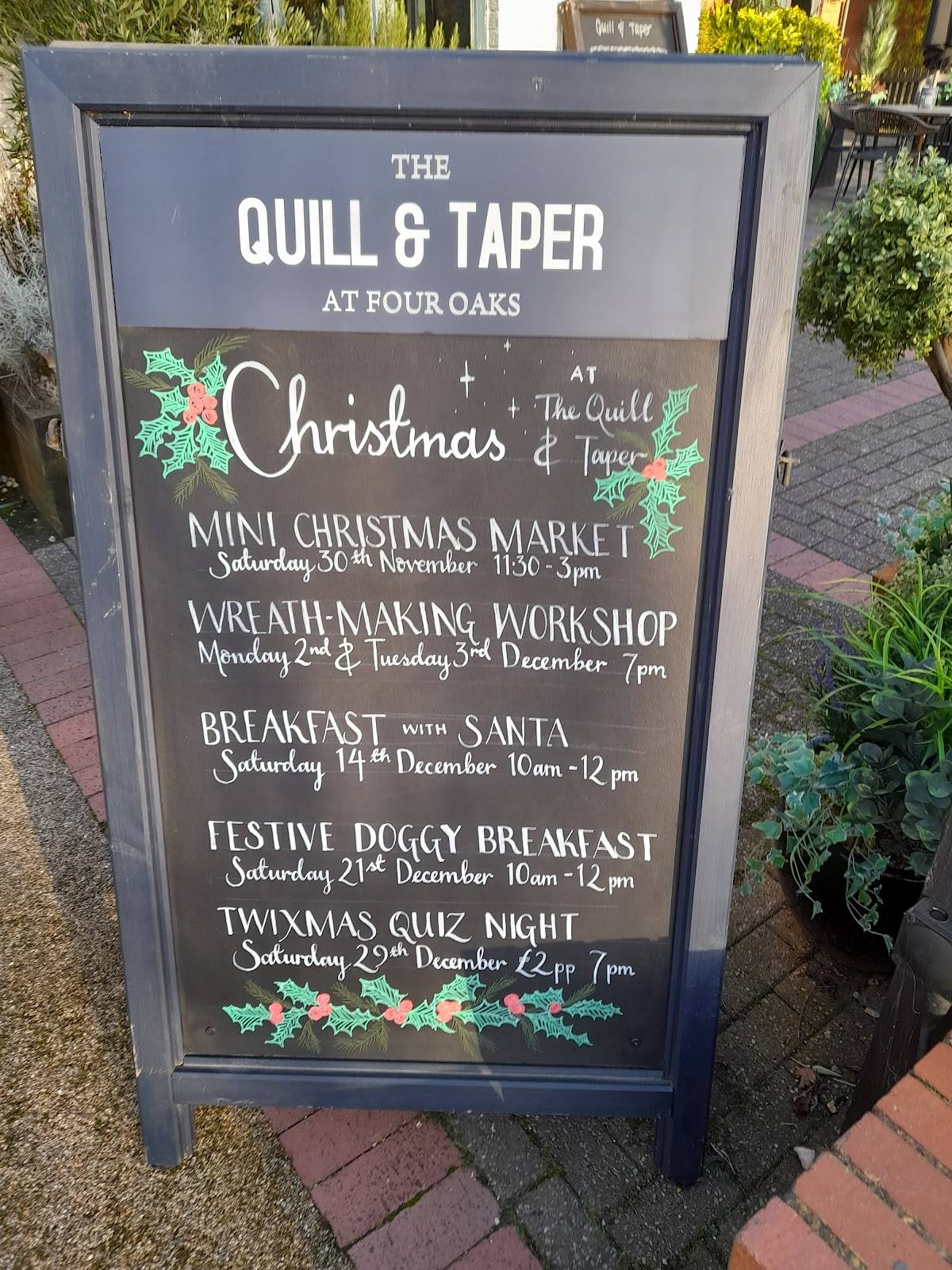Menu at Quill & Taper at Four Oaks pub & bar, Sutton Coldfield