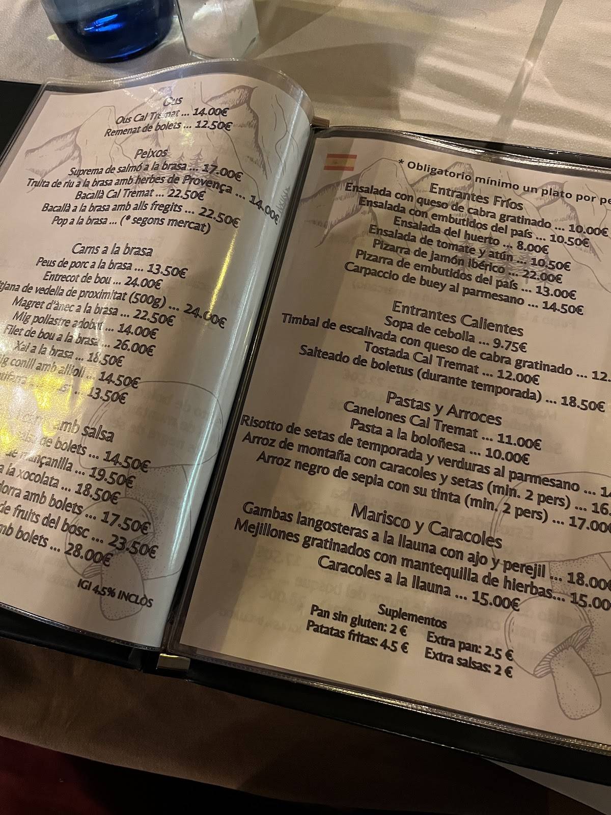 Carta de RESTAURANT BORDA DEL TREMAT, Encamp