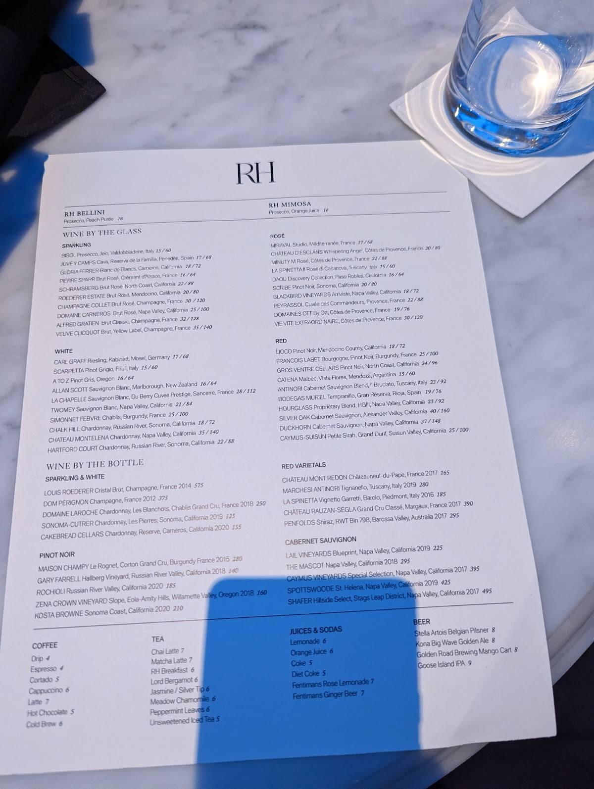 Menu at RH Rooftop Restaurant Oak Brook, Oak Brook