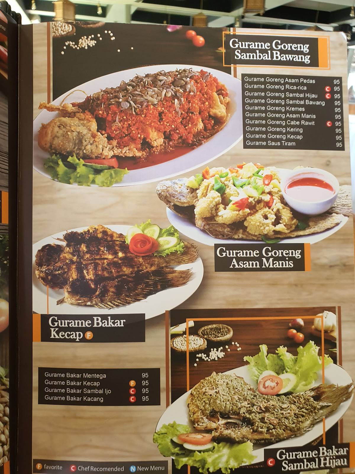Menu at RM. Karimata Taman Mini restaurant, East Jakarta