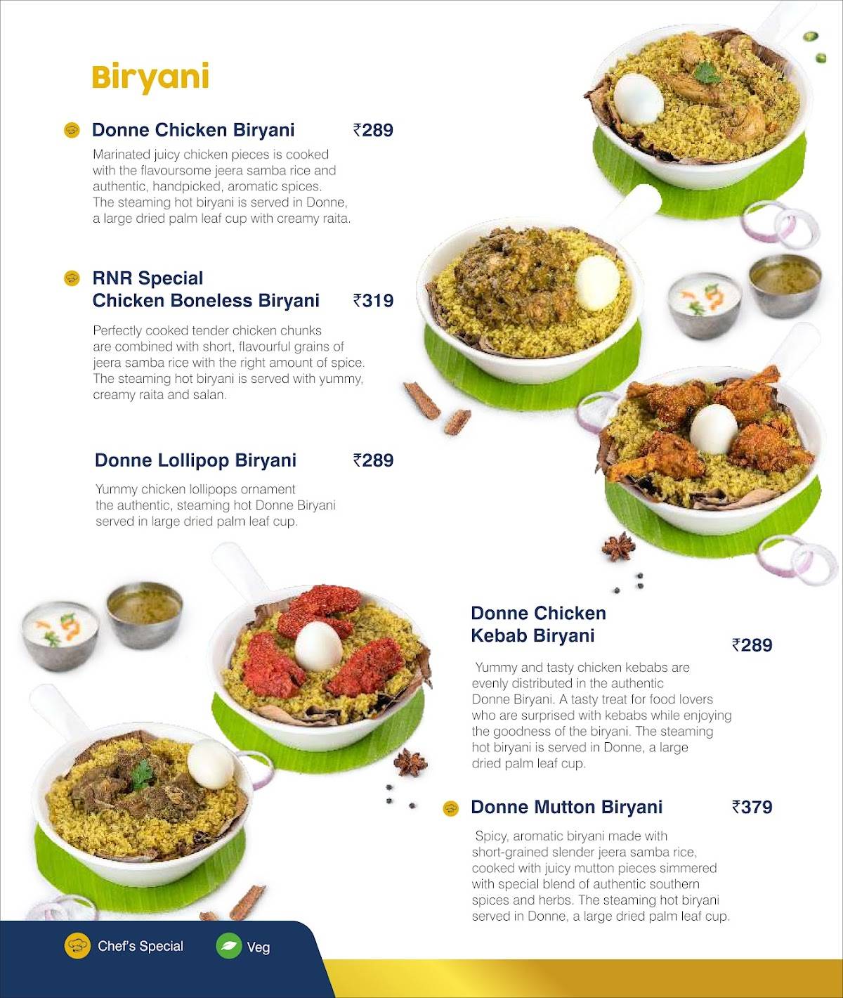 Menu at RNR Biryani - Jayanagar, Bengaluru, 30th Cross Rd