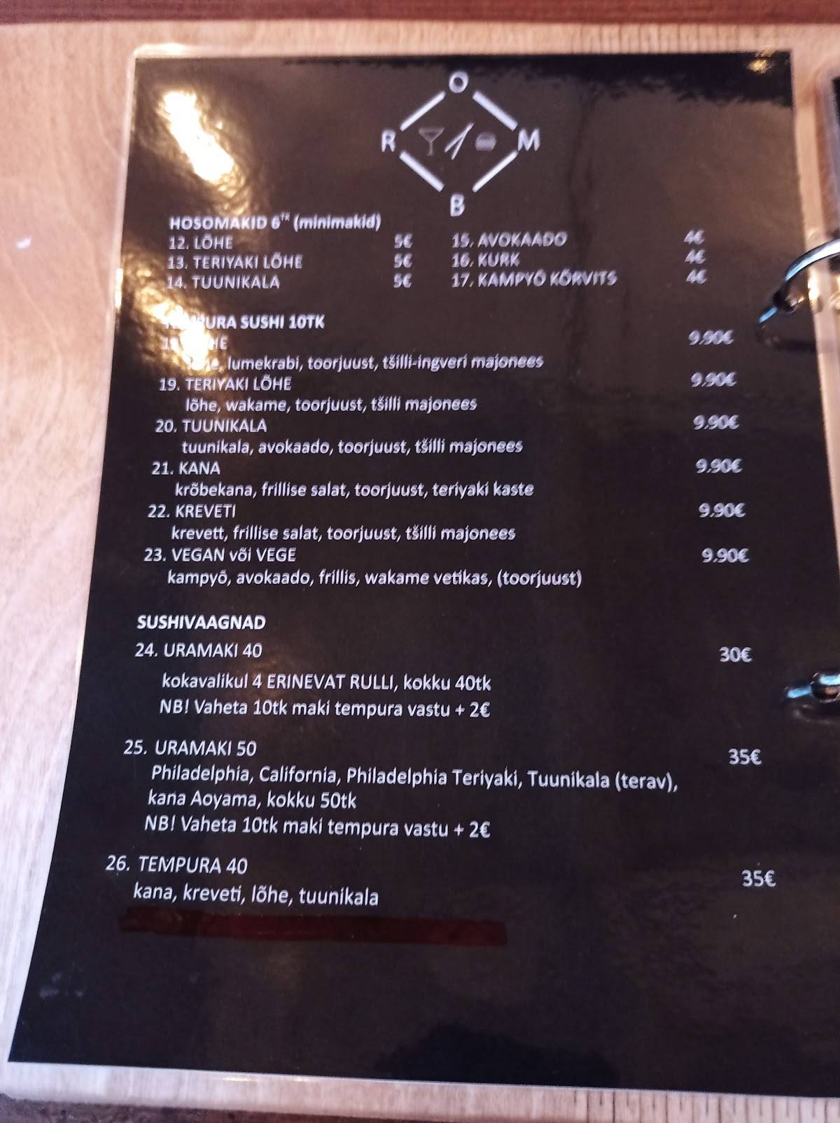 Menu at ROMB Resto restaurant, Laagri