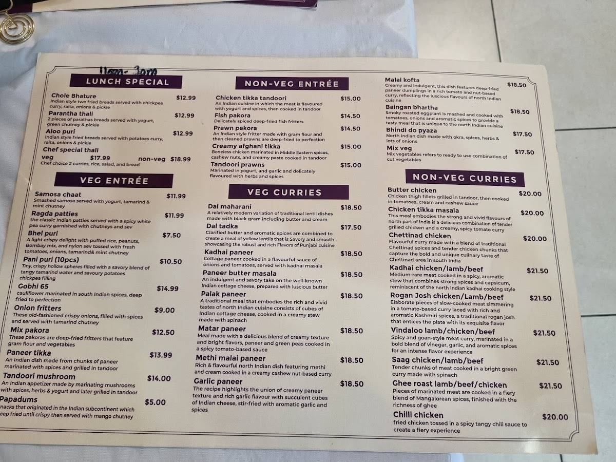 Menu at ROYAL INDIAN CLUB, Swan Hill