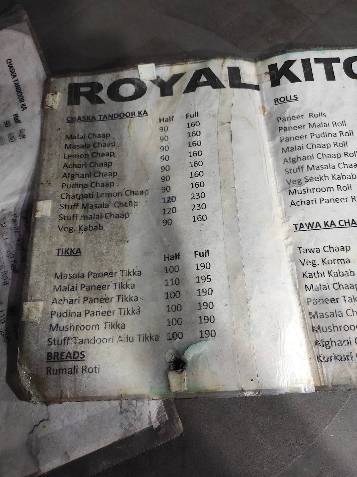Menu at ROYAL KITCHEN, New Delhi, SHOP NO. 5 GURU NANAK MARKET