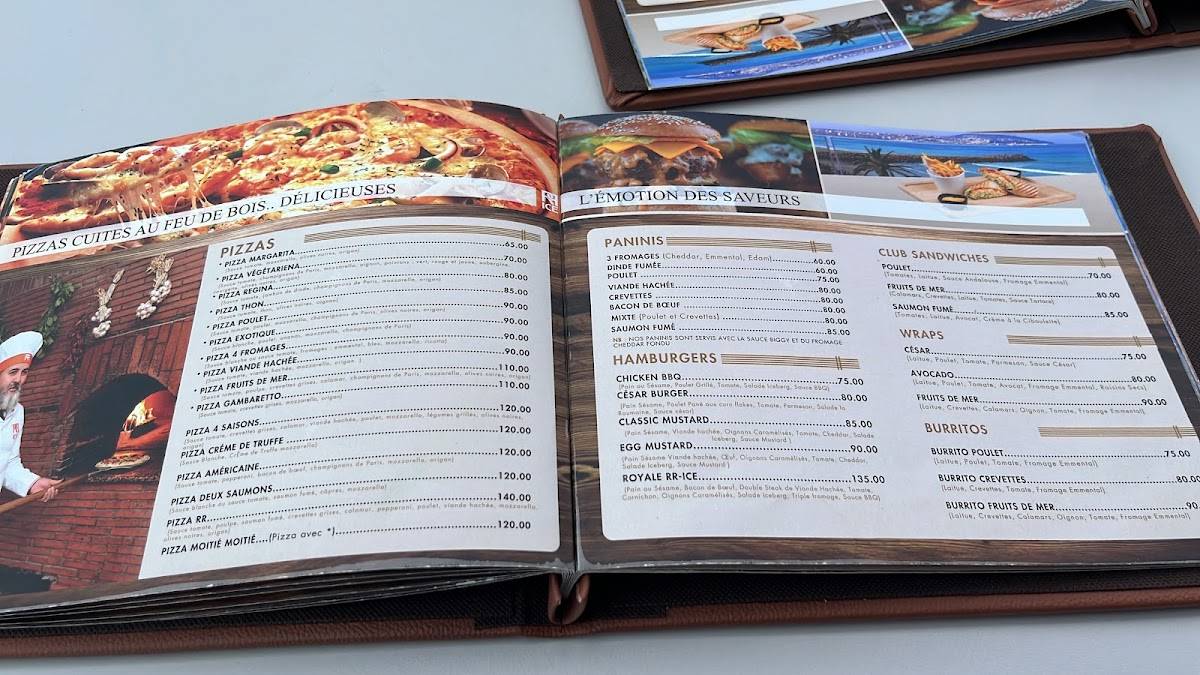 Menu au Cafe RR Ice, Tanger, Q6QR+827