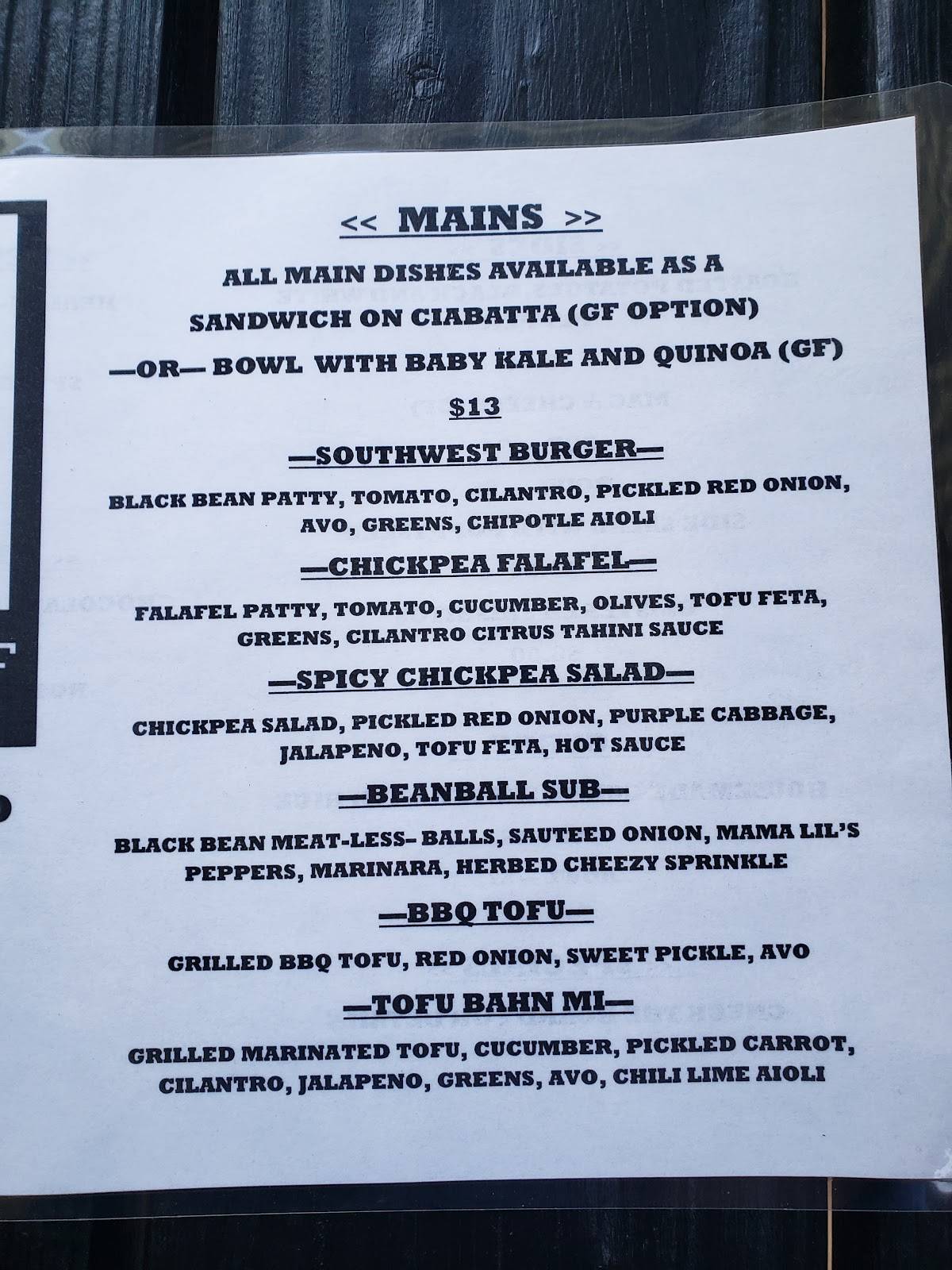 Menu at Rabbit Food restaurant, Port Angeles