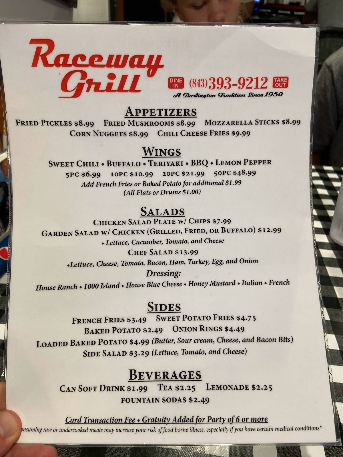 Menu at Raceway Grill pub & bar, Darlington