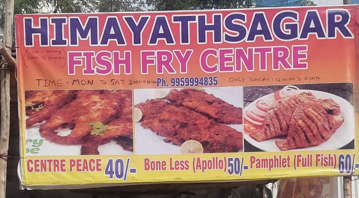 Menu at Rajesh fish fry center, Hyderabad
