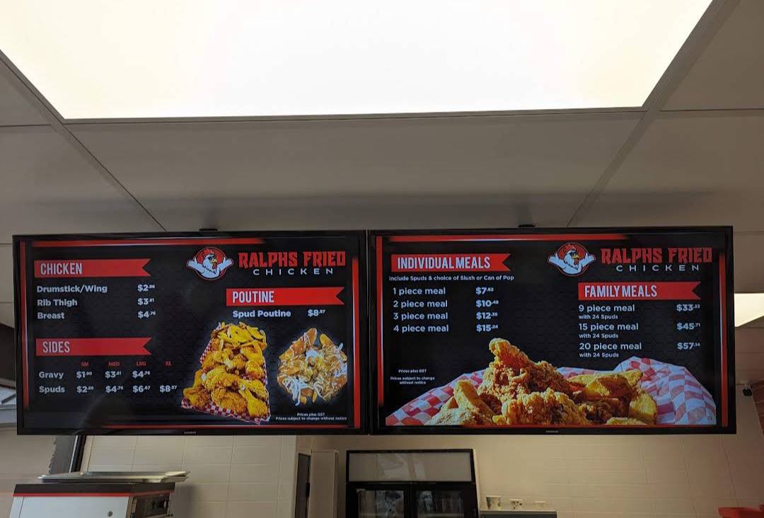 Menu at Ralphs Fried Chicken restaurant, Edmonton