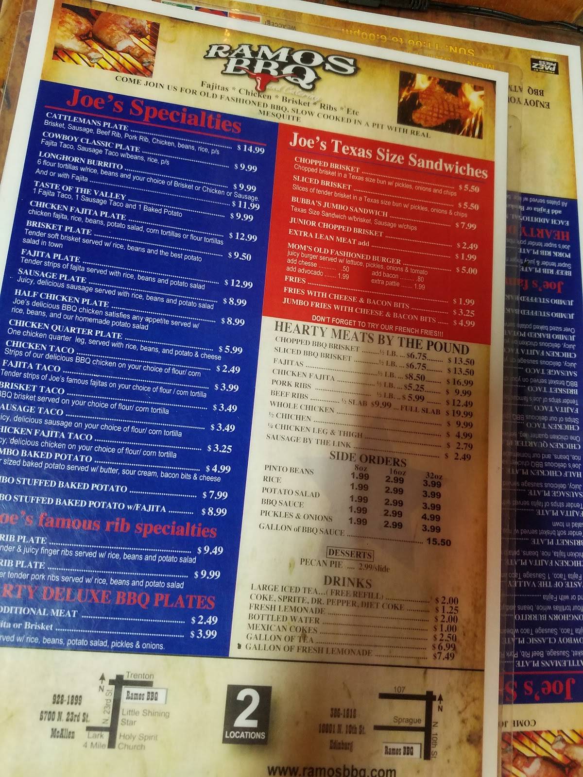 Menu at Ramos BBQ & Catering, McAllen, N 10th St