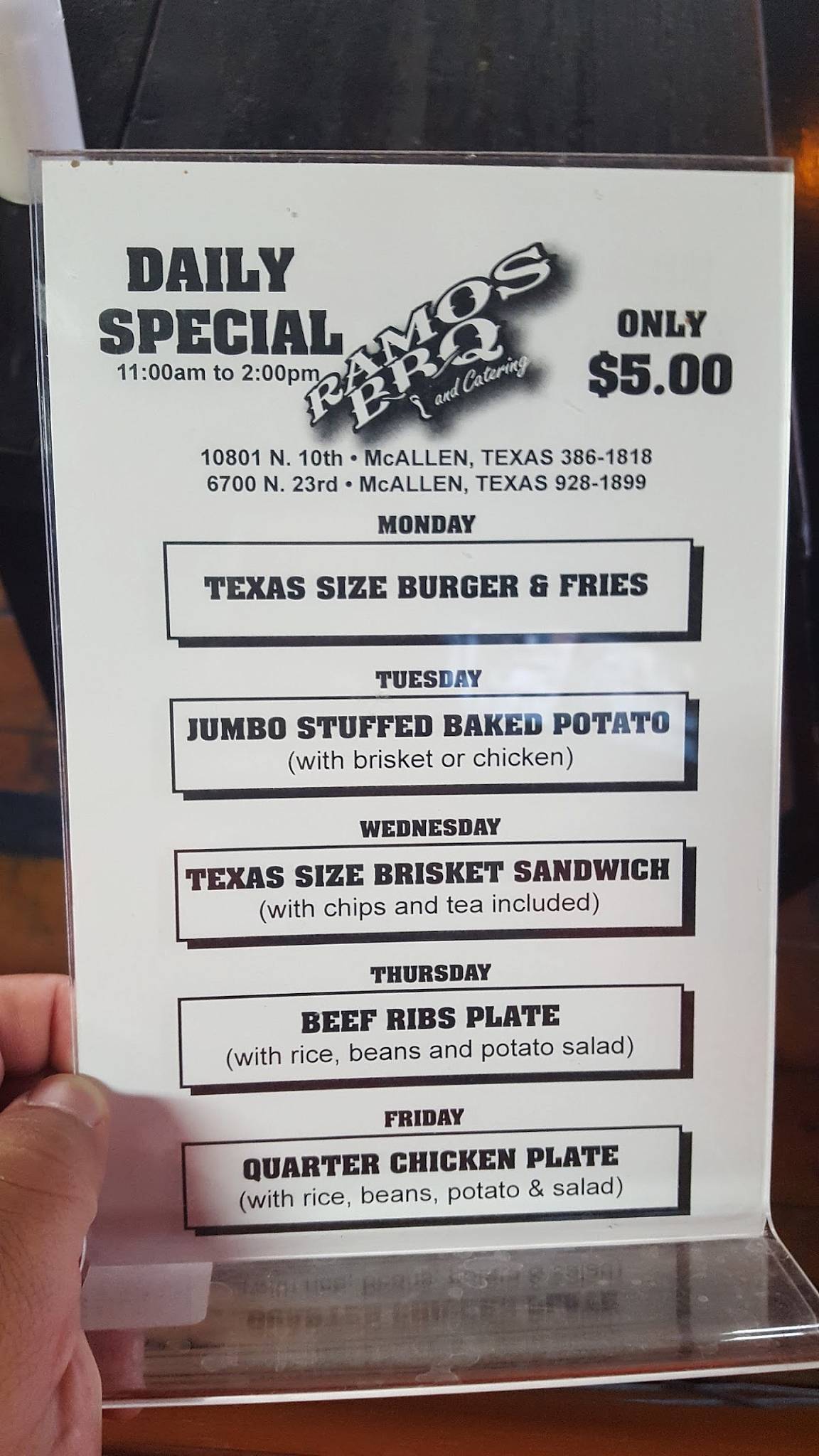 Menu at Ramos BBQ & Catering, McAllen, N 10th St