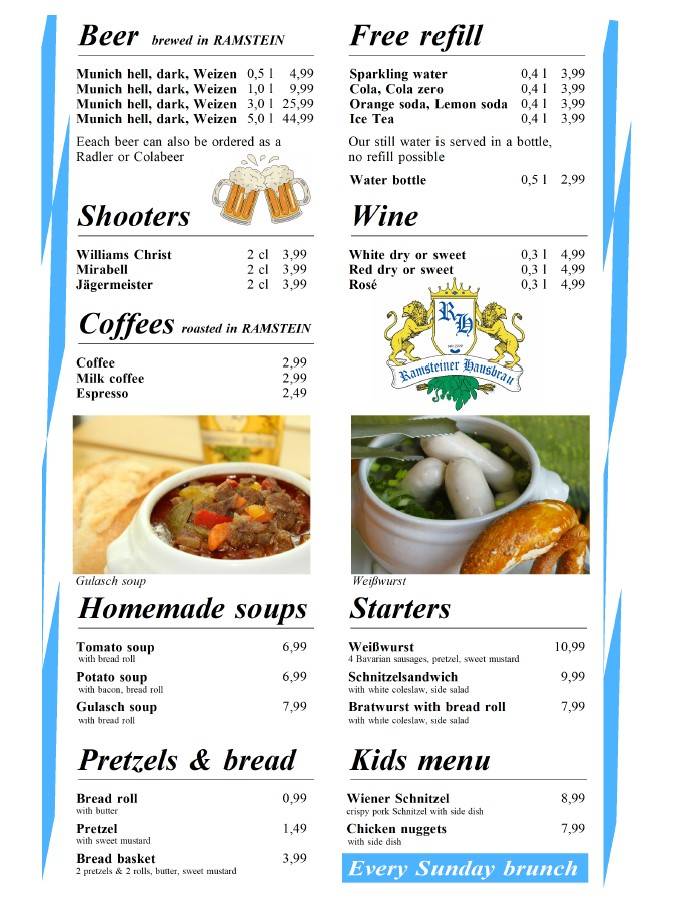 Speisekarte von Ramsteiner Hofbräu restaurant, Ramstein-Miesenbach ...