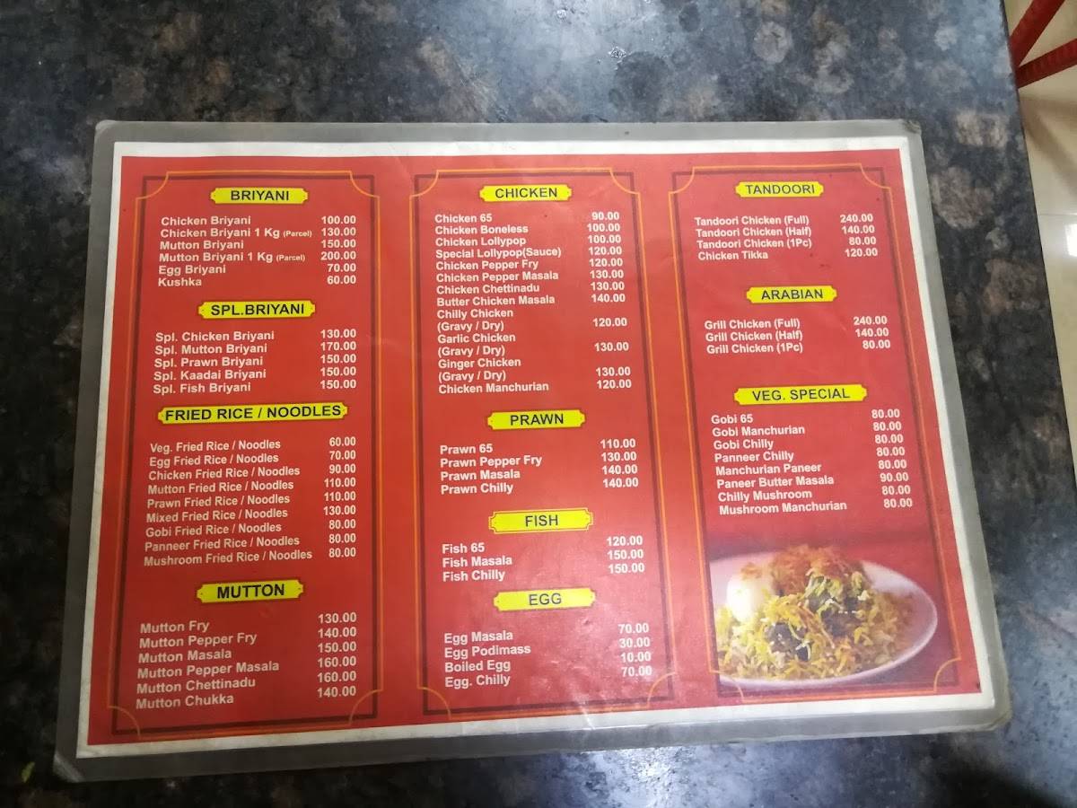Menu at Ramzan Biryani, Chennai, 35XH+5R3