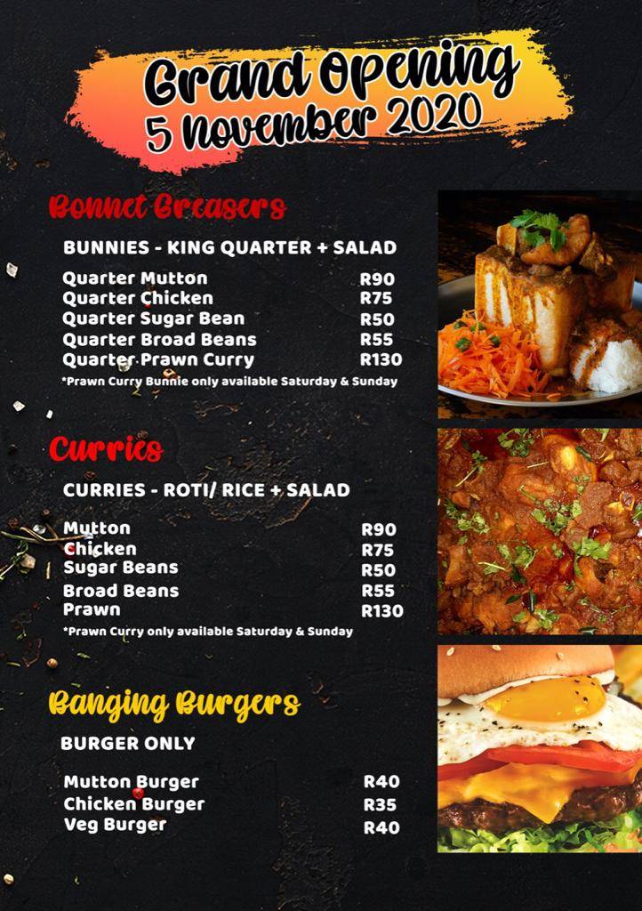 Menu at Chowz Authentic Durban Experience restaurant, Randburg