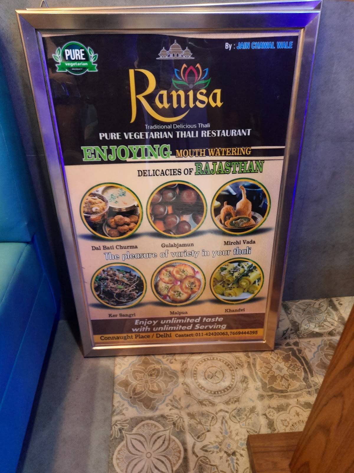 Menu at Ranisa by Jain Chawal Wale, New Delhi