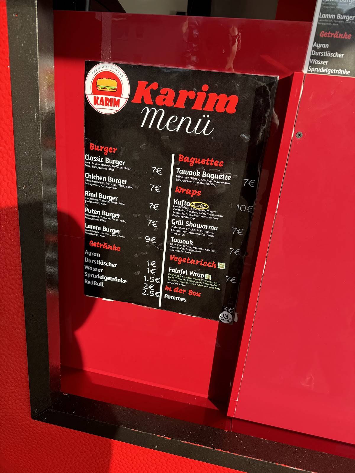 Menu at Karim restaurant, Ravensburg