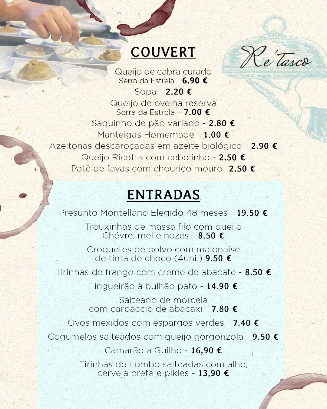 Carta del restaurante Re'Tasco, Lisboa