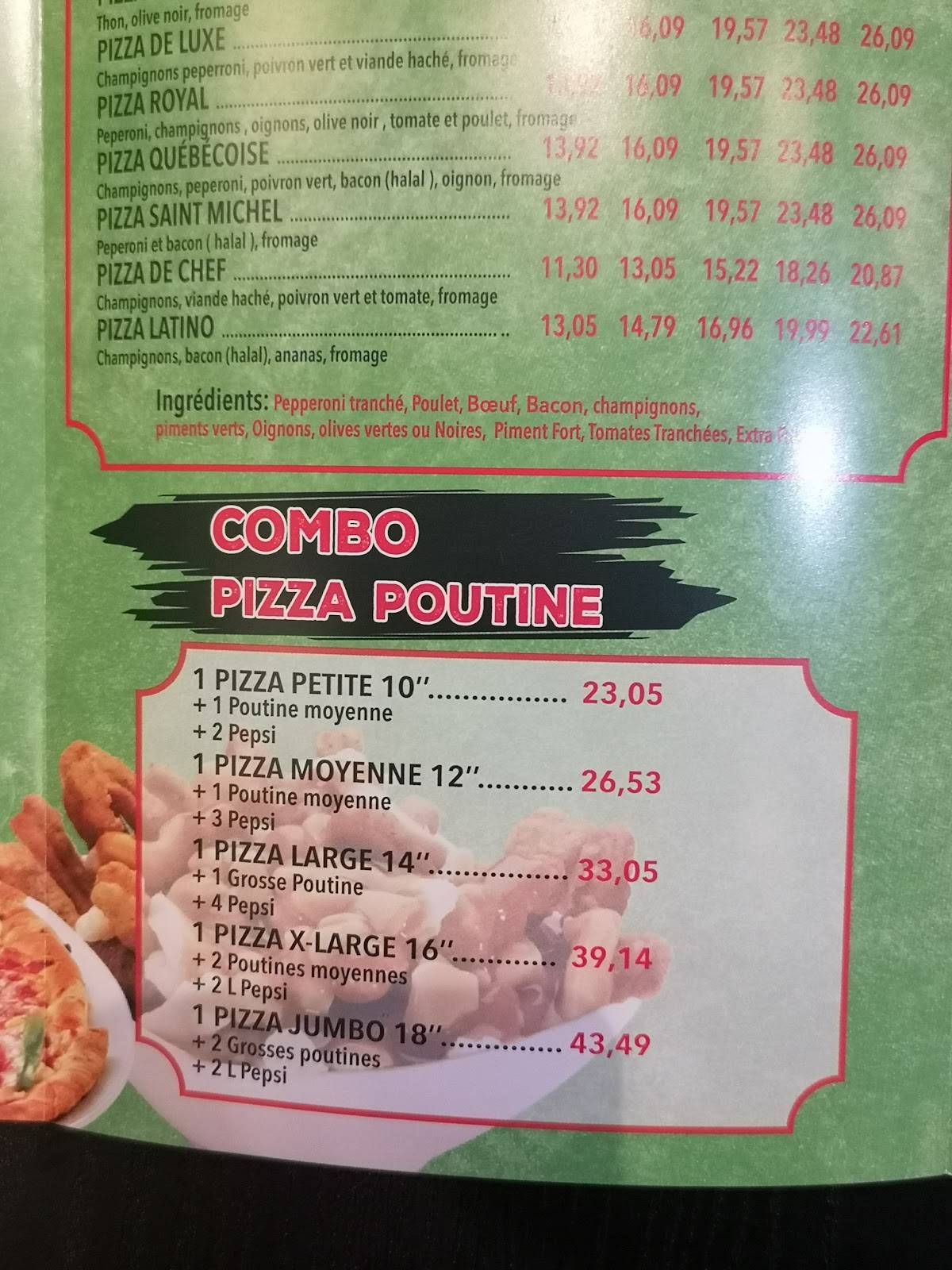 Menu at Rebecca Shish Taouk restaurant, Montréal