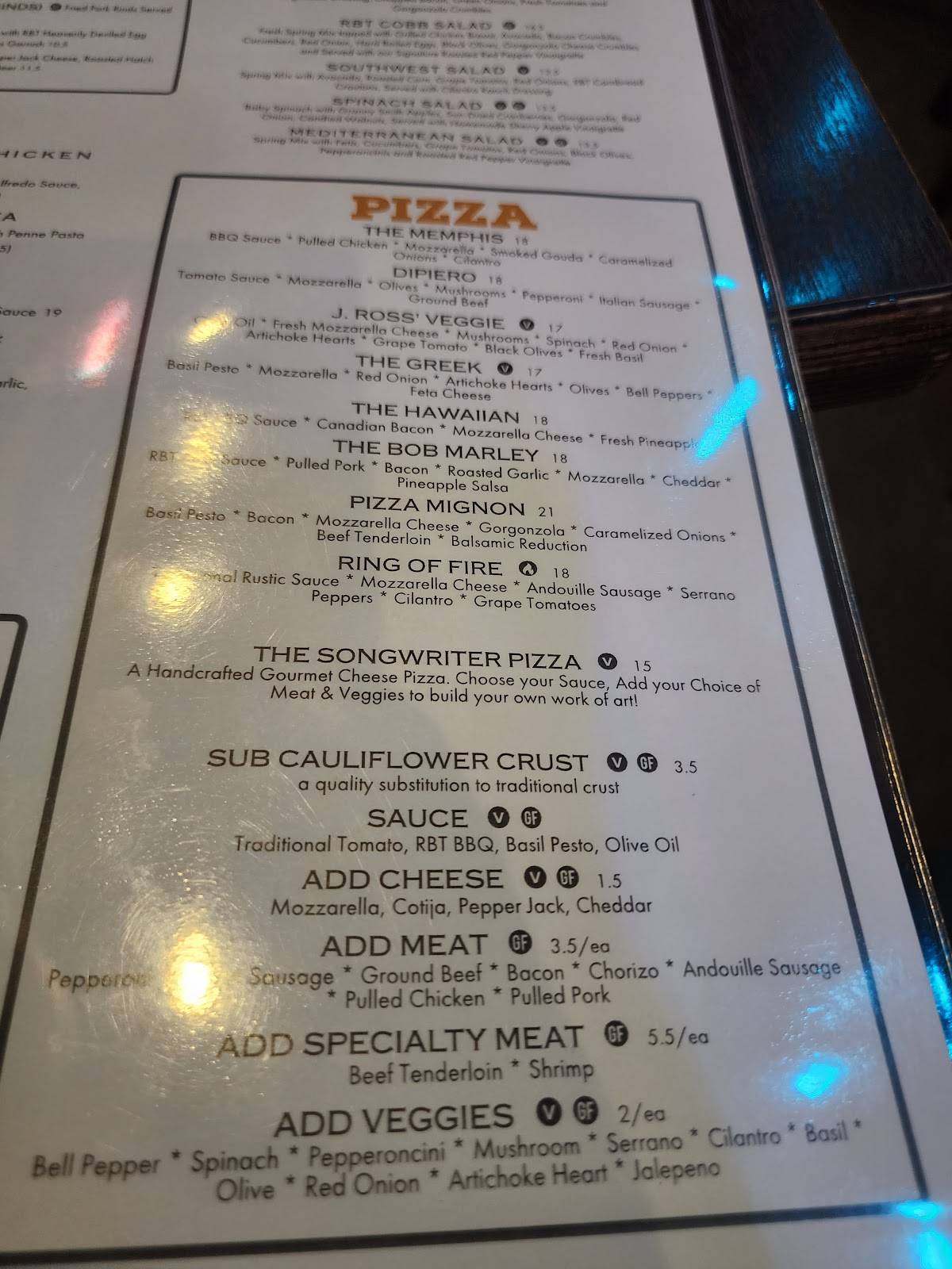 Menu at Red Brick Tavern restaurant, Conroe, 119 Simonton St