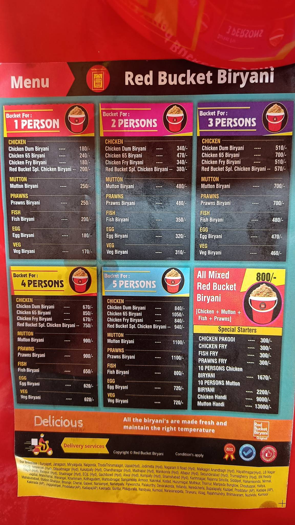 Menu at Red Bucket Biryani Proddatur, Proddatur