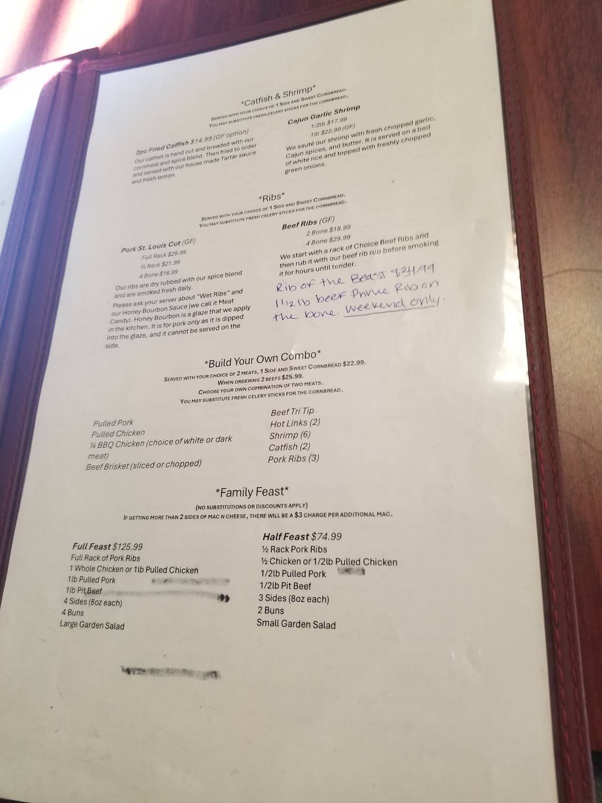 Menu at Red House BBQ, Tehachapi, 426 E Tehachapi Blvd