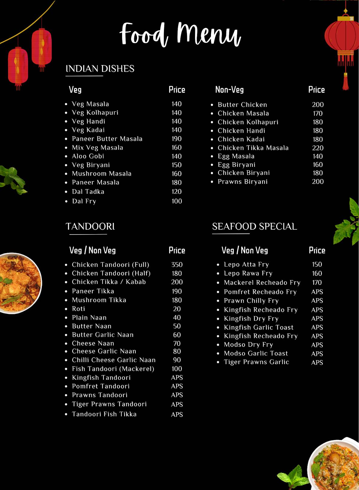 Menu at Red Lantern Restaurant Serves Chinese, Goan Fish Thali, Indian ...