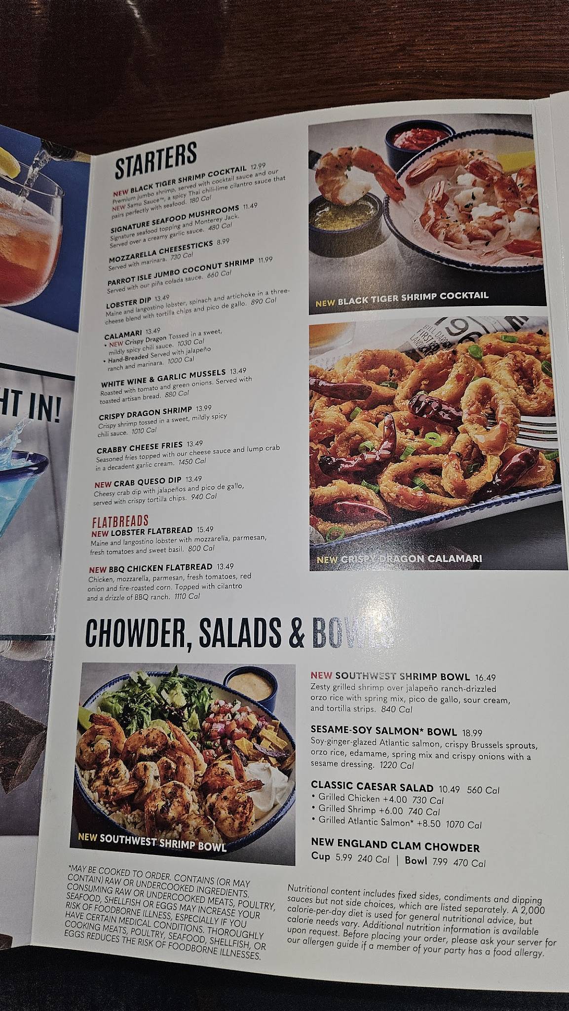 Menu at Red Lobster restaurant, Pottstown