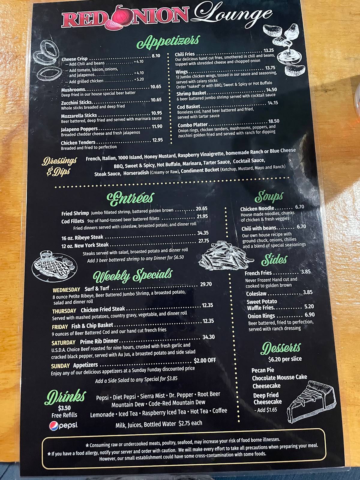 Menu at Red Onion Bar & Grill, Heber-Overgaard, AZ-260