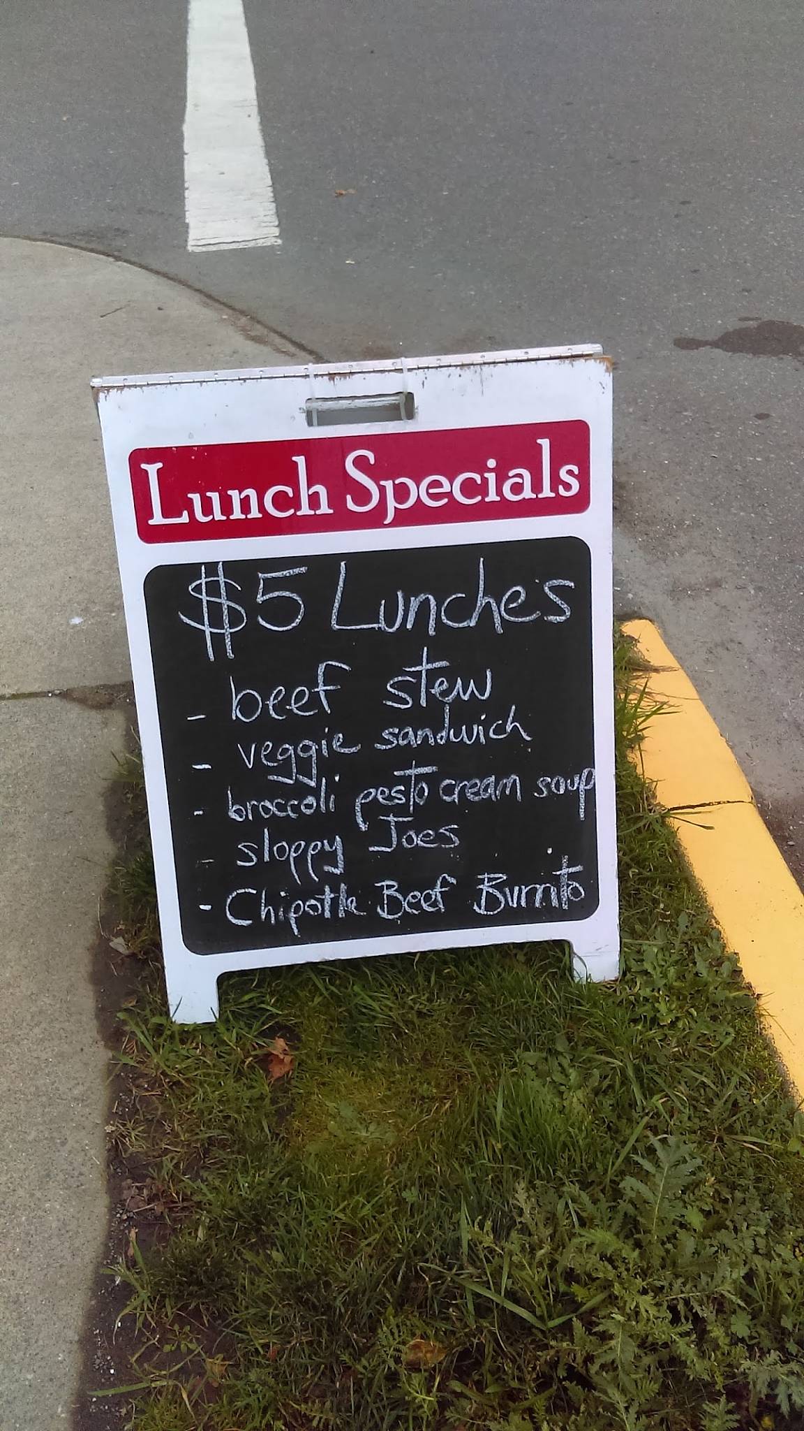 Menu at Red Rhino restaurant, Nanaimo