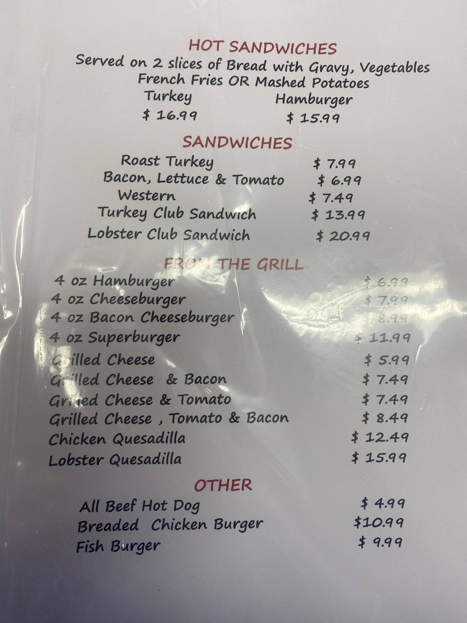 Menu at Red Roof Restaurant, Riverside-Albert