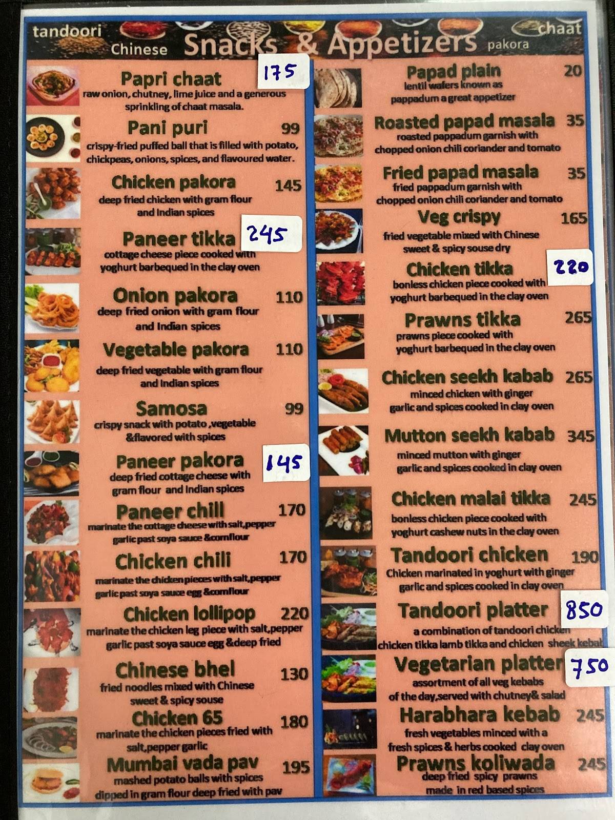 Carta del restaurante Red chilli Indian food, Bangkok
