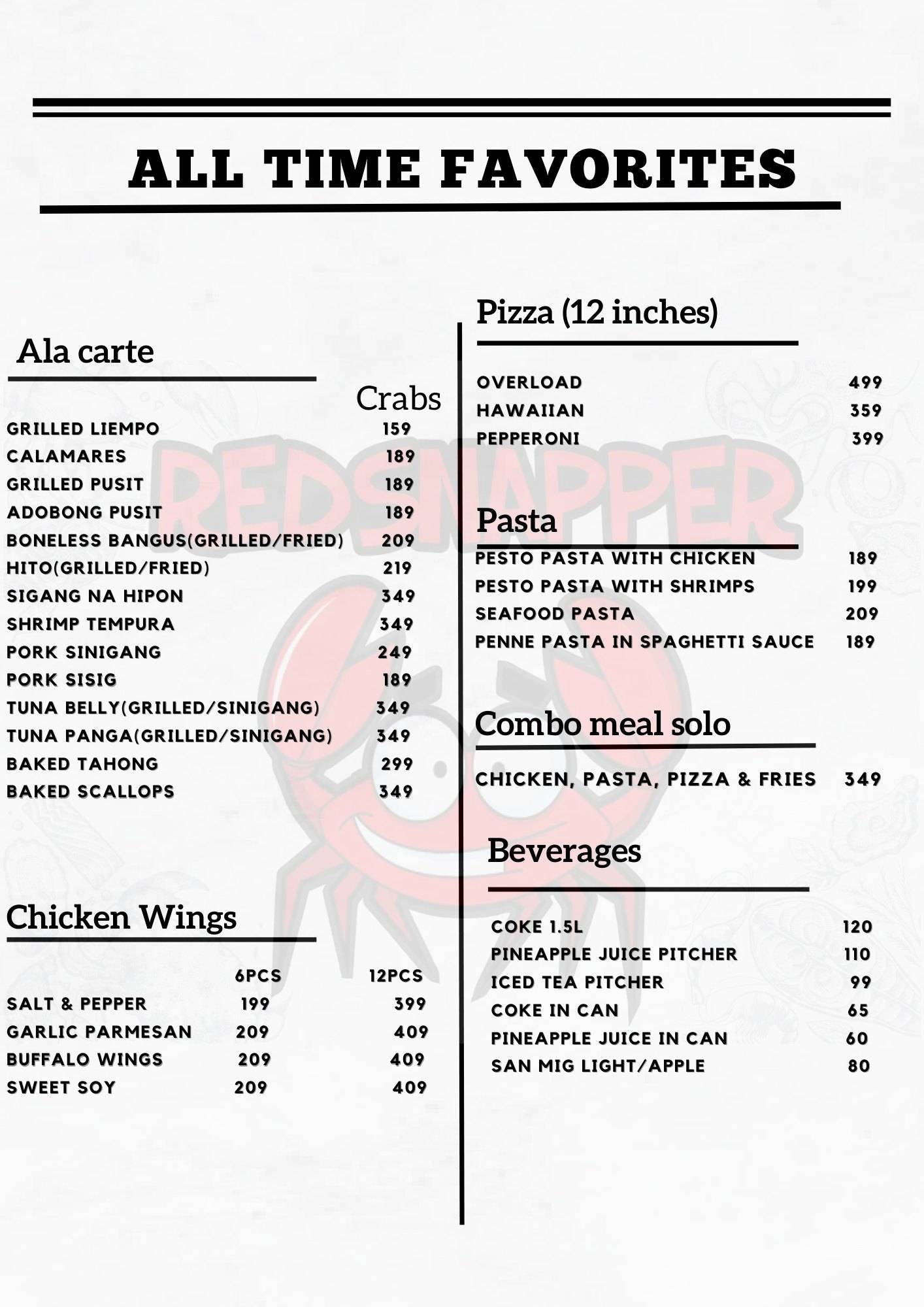Menu at RedSnapper Seafood Hub (formerly BellyFul Seafood & Snacks ...