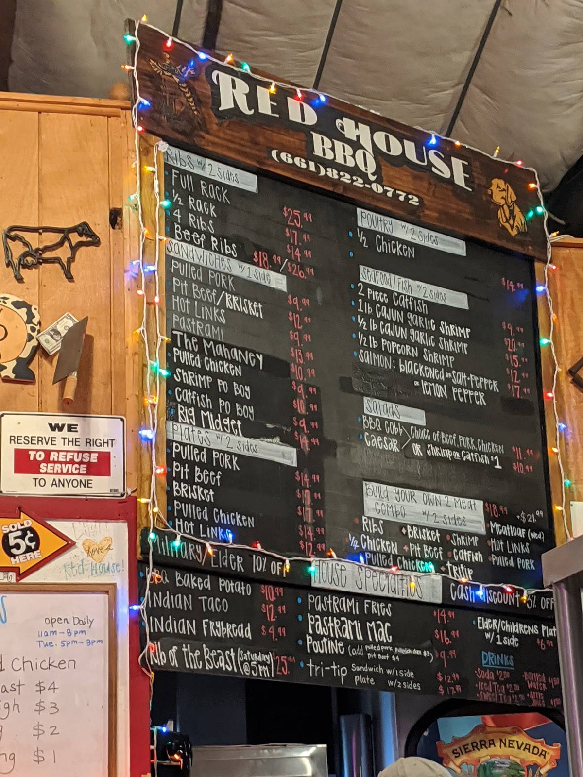 Menu at Red House BBQ, Tehachapi, 426 E Tehachapi Blvd