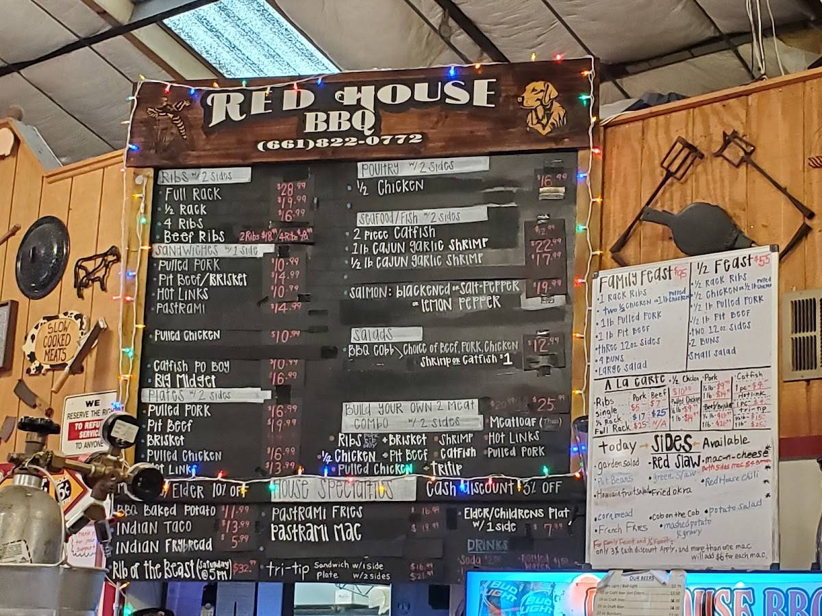 Menu at Red House BBQ, Tehachapi, 426 E Tehachapi Blvd