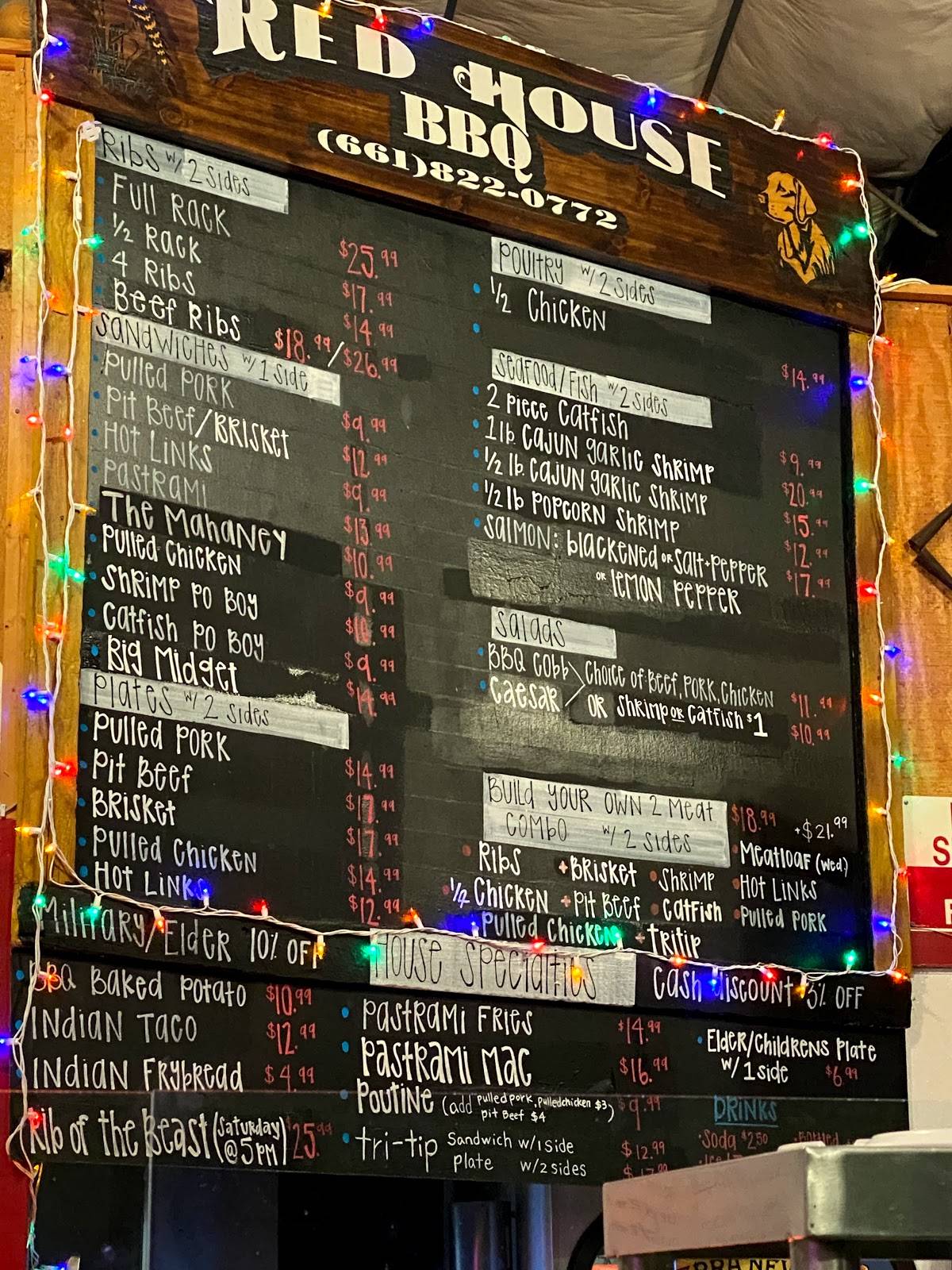 Menu at Red House BBQ, Tehachapi, 426 E Tehachapi Blvd