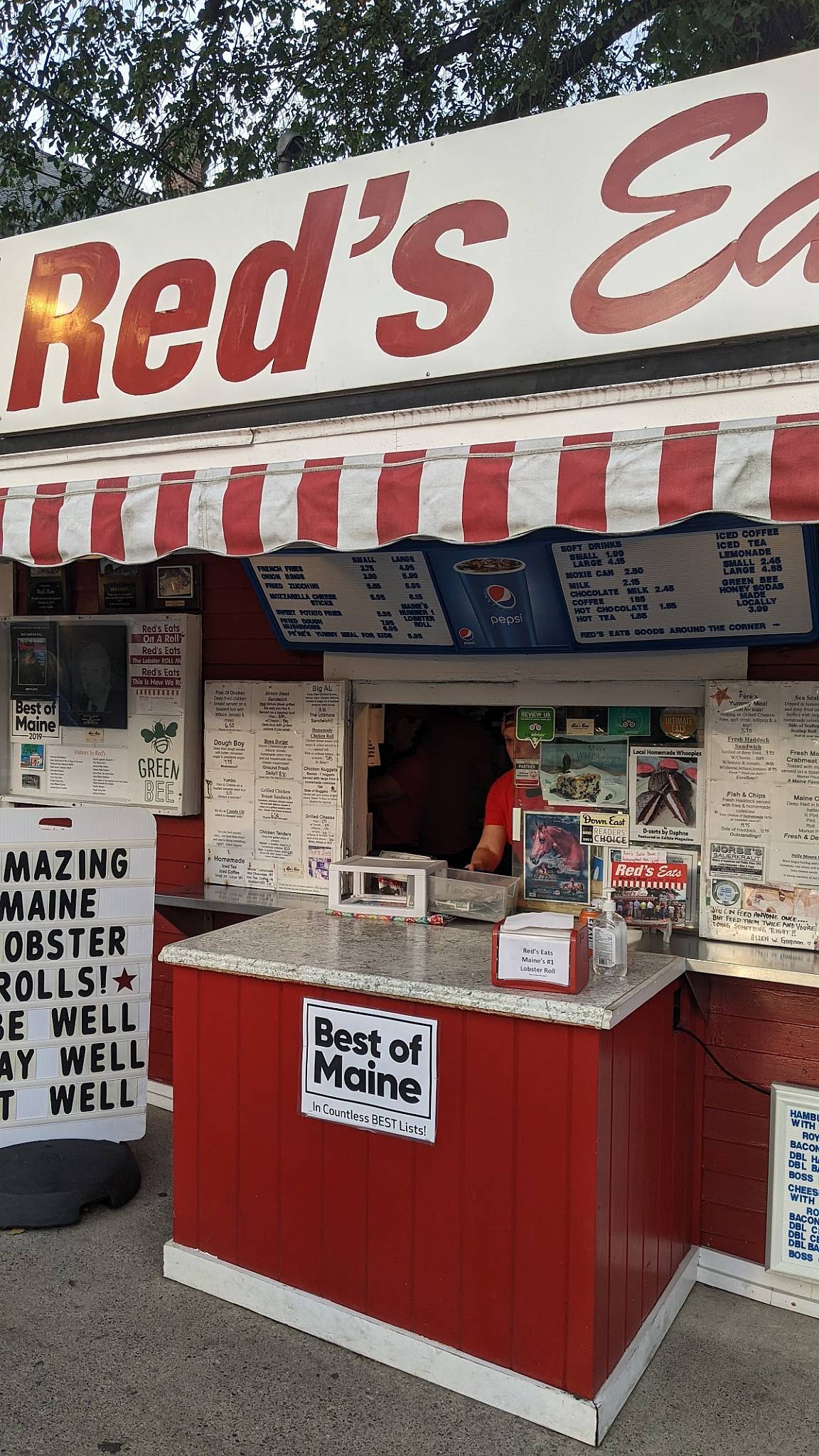 Menu at Red's Eats restaurant, Wiscasset