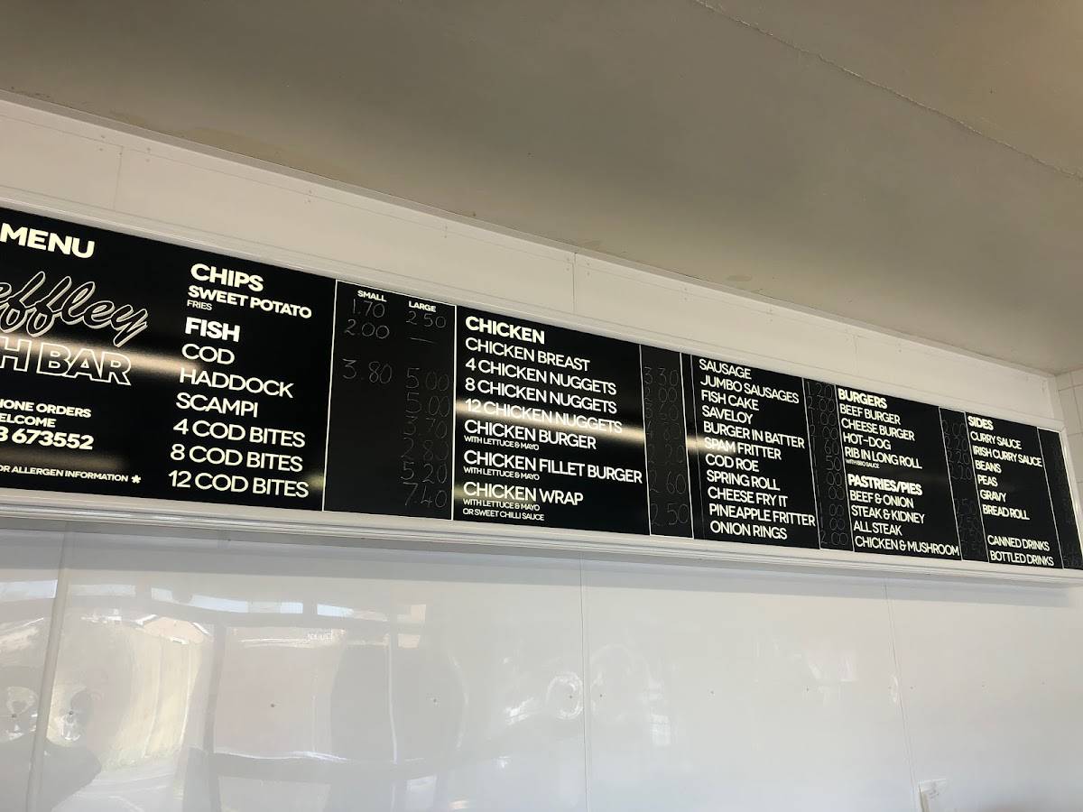 Menu at Reffley Fish Bar, King's Lynn