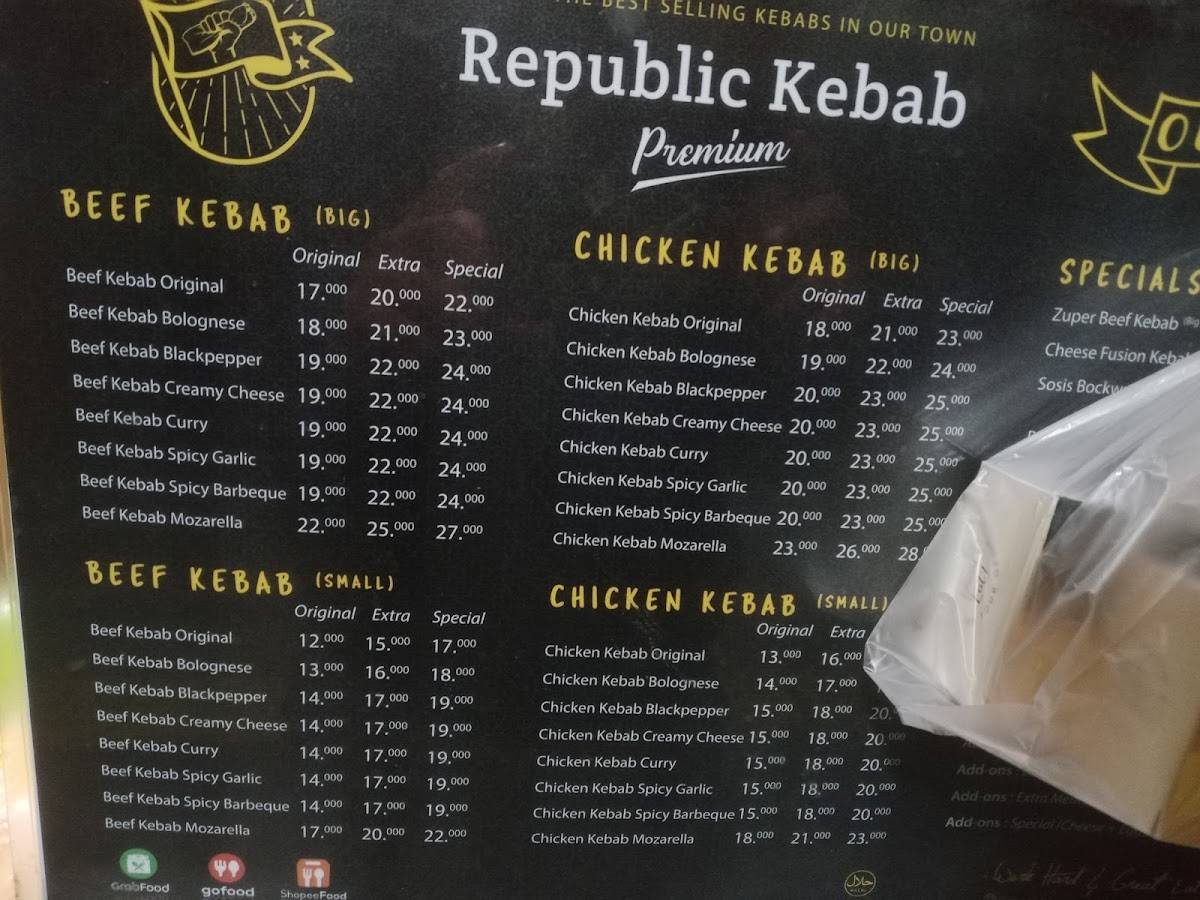 Carta de Republic Kebab Premium - Sumur Batu, Central Jakarta