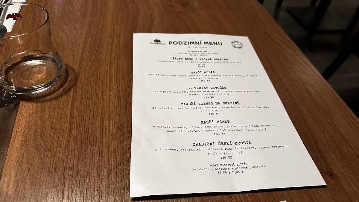Menu at Restaurace Letná restaurant, Kladno