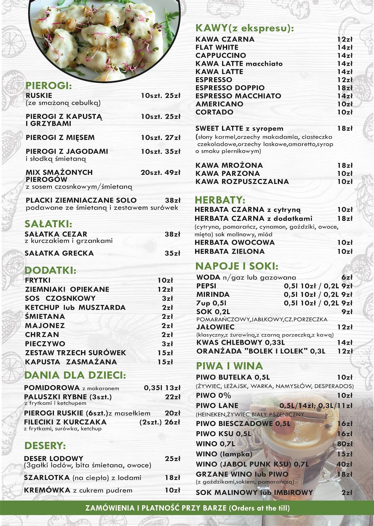 Menu at Restauracja "Bieszczadzkie Bistro" Justyna Owsianik restaurant ...