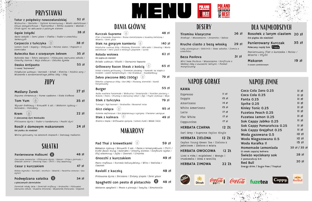 Menu at Restauracja U Kelnerów Katowice restaurant, Katowice