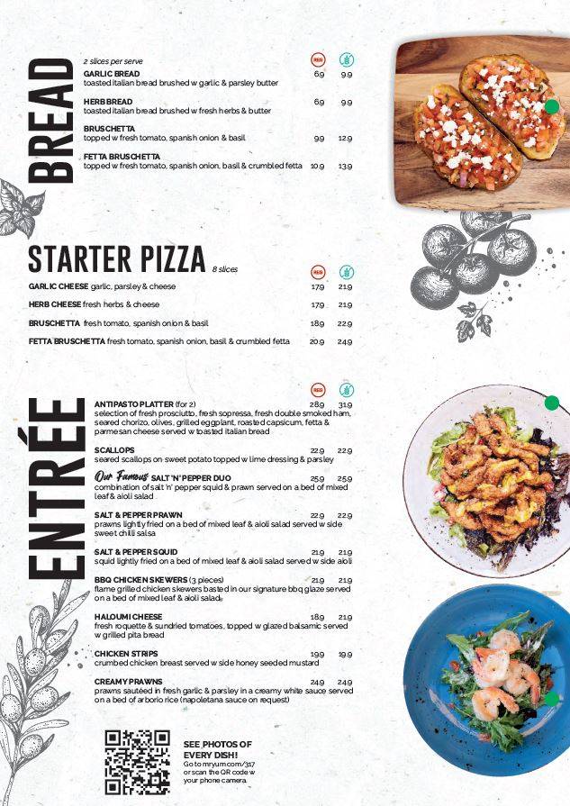 Menu at Restaurant 317, Parramatta